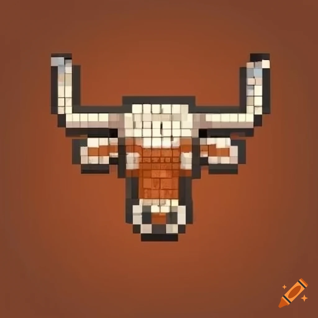 Creative pixel art logo of Texas Longhorns on Craiyon