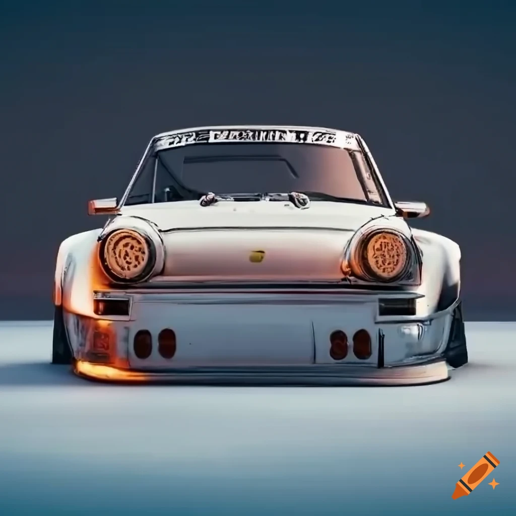 Chrome vintage racing car in the salt flats