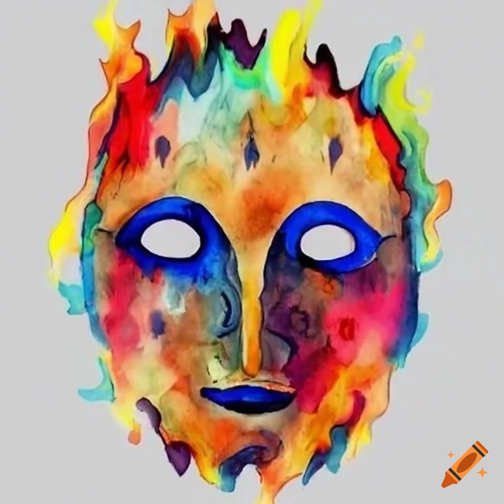 Burning wooden mask on Craiyon