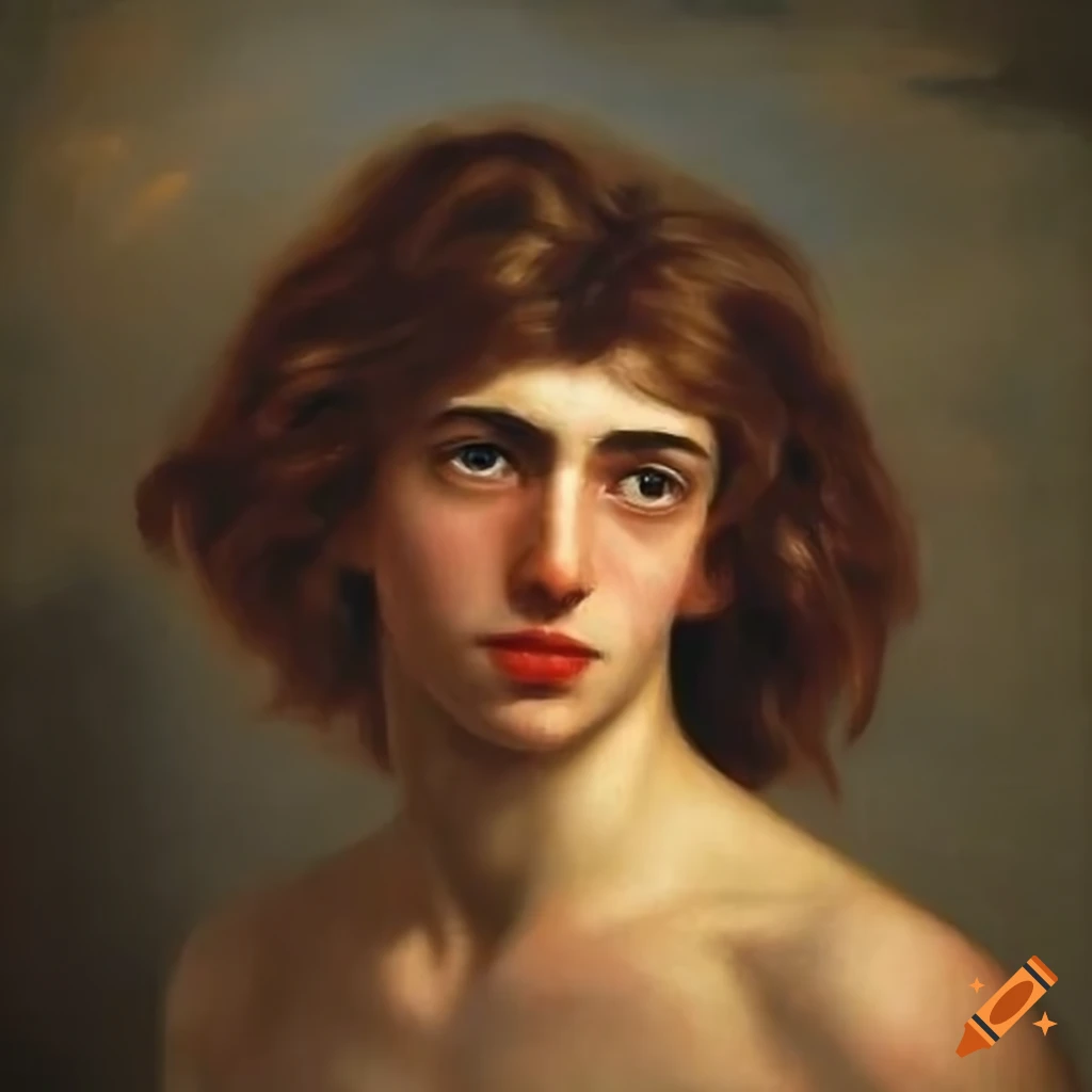 Oil painting of a confident and powerful male god on Craiyon