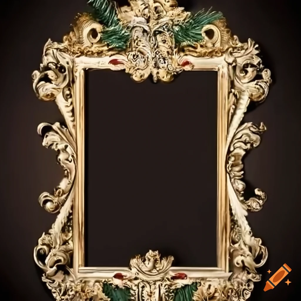 Luxurious intricate white and golden diamond jewel wall frame on Craiyon