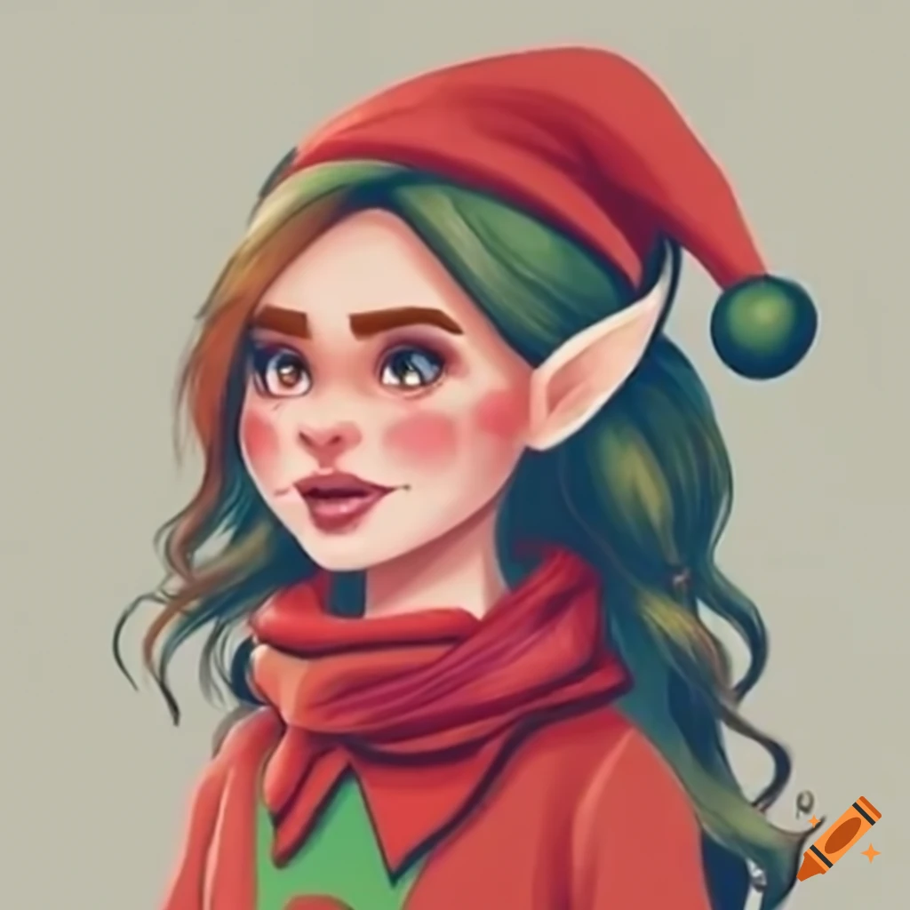 Portrait of a young and happy christmas elf