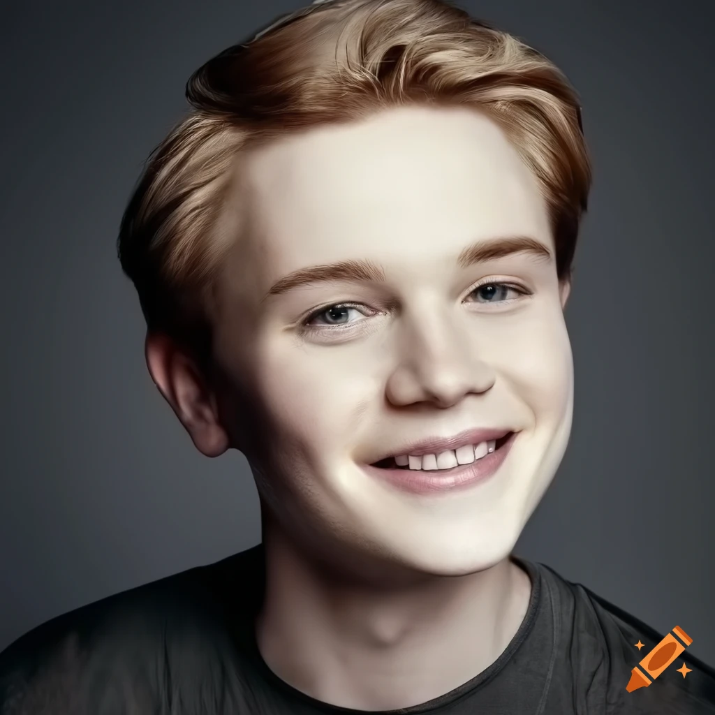 Color portrait of english actor kit connor smiling on Craiyon