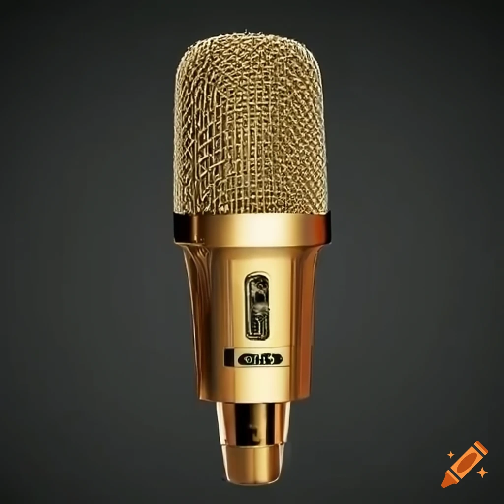 Intricate golden microphones on Craiyon