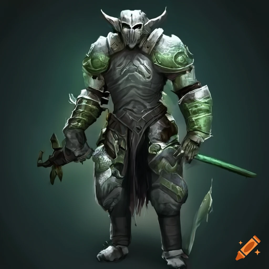 Warforged warrior brandishing sword and shield on Craiyon