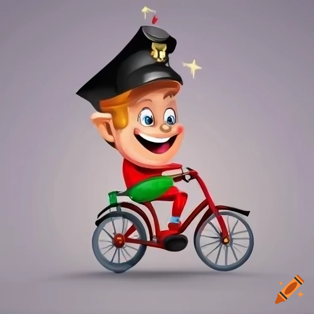 Art of an elf riding a cubist motorcycle on Craiyon