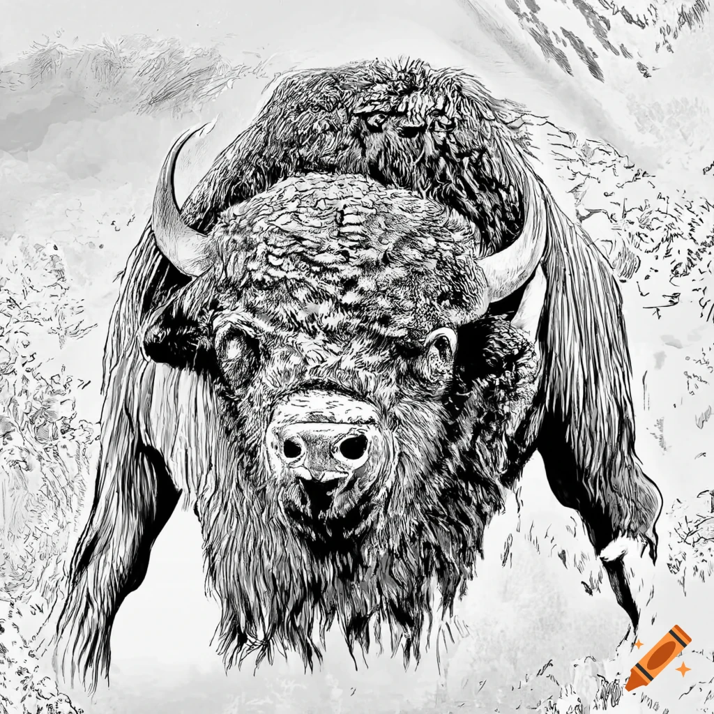Coloring page of an american bison