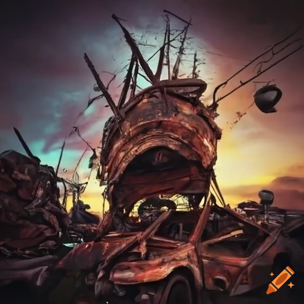 Scenic view of a junkyard on Craiyon