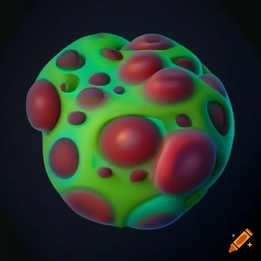 Stylized cells forming a complex and organized structure on Craiyon