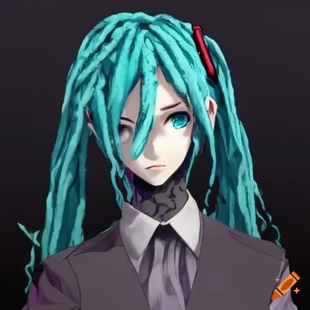 Mask-wearing Hatsune Miku with dreadlocks on Craiyon