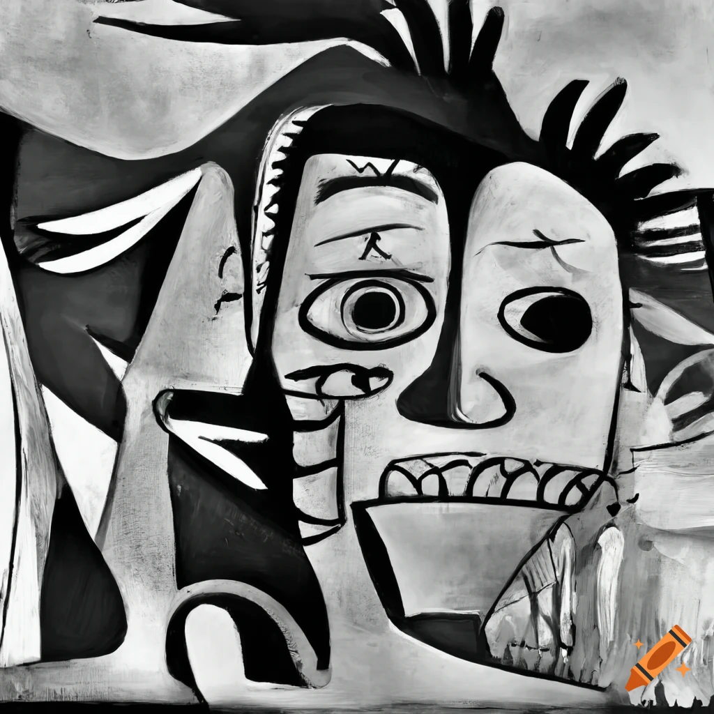 Black and white artwork by picasso on Craiyon