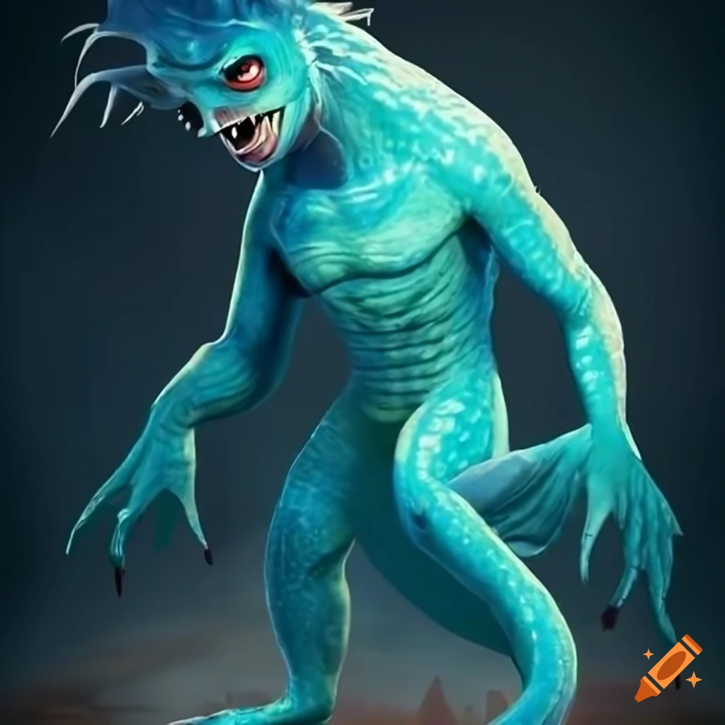Detailed depiction of steve harrington as a sea monster on Craiyon