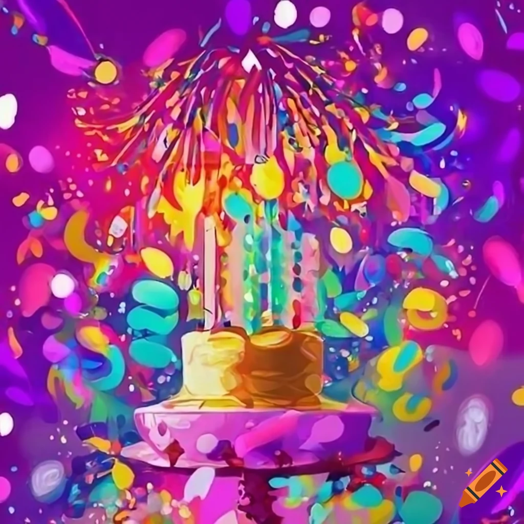 Colorful Birthday Celebration With Confetti And Decorations