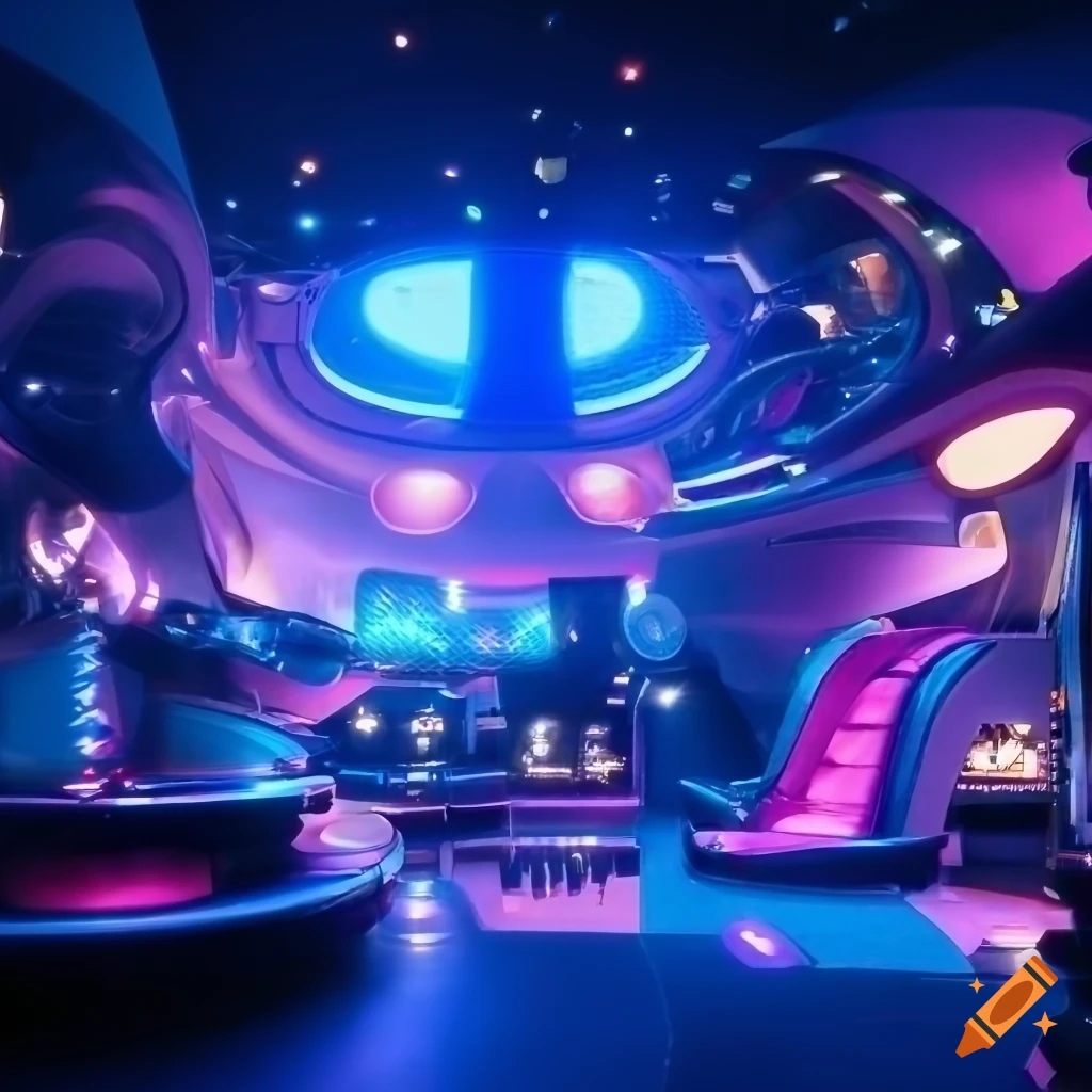 Space-themed cafe with a hint of star wars and star trek on Craiyon