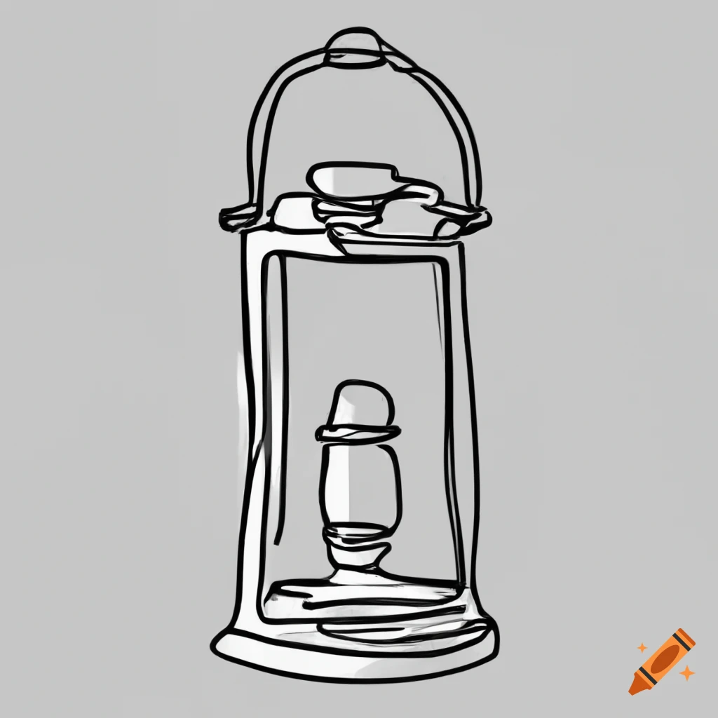 Minimalist drawing of a lantern with a light on Craiyon