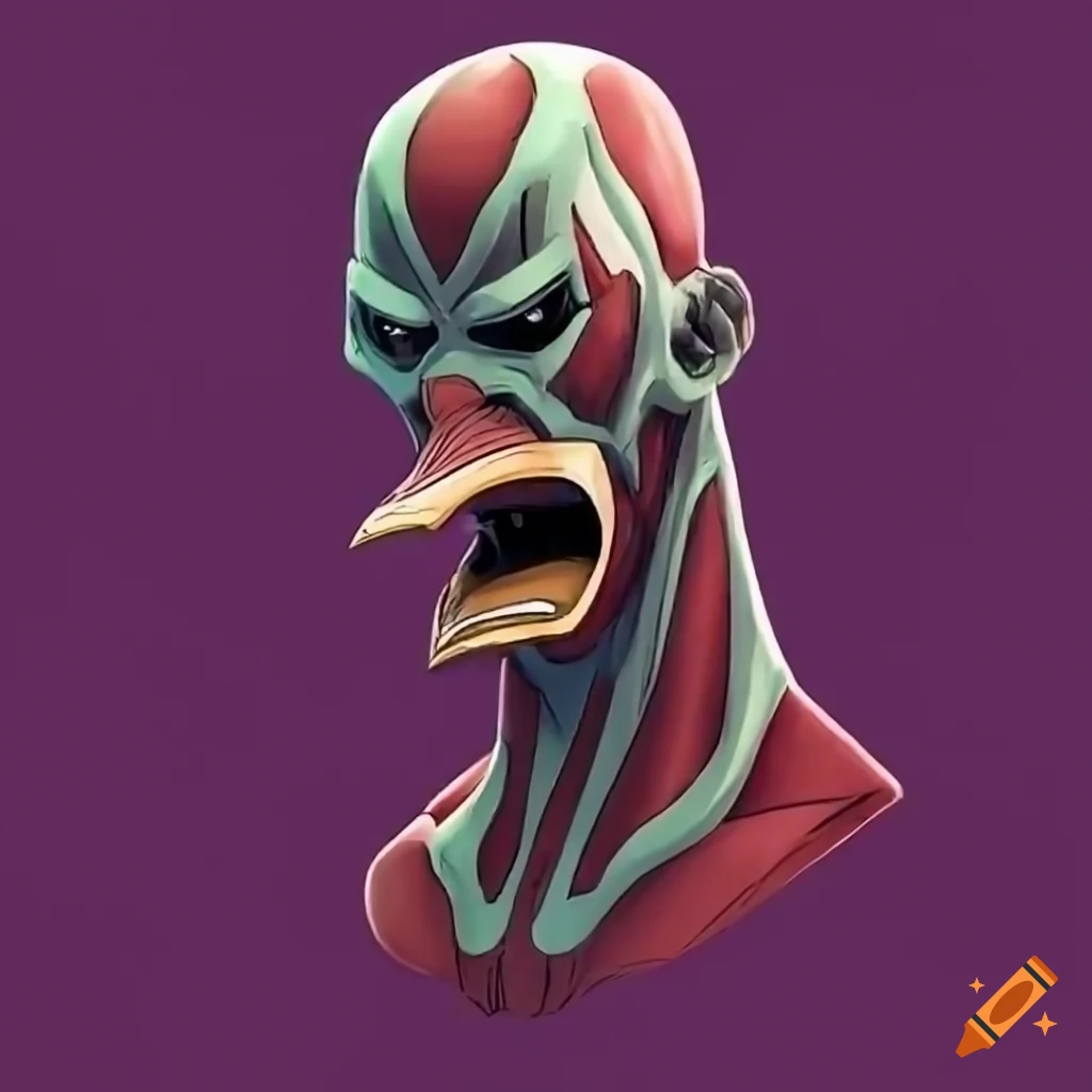 Cartoon parody of daffy duck as a colossal titan on Craiyon