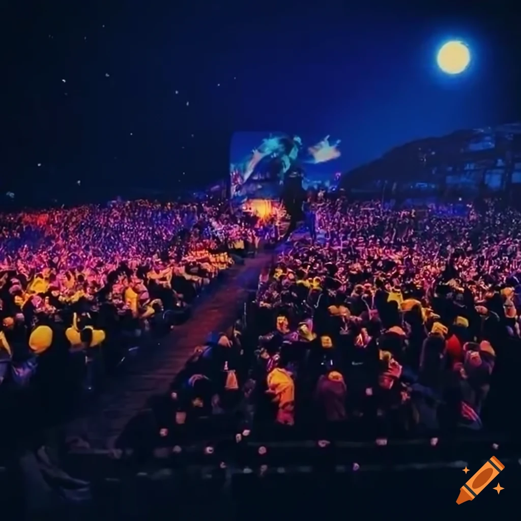 Vibrant artwork of people at a coldplay concert on Craiyon