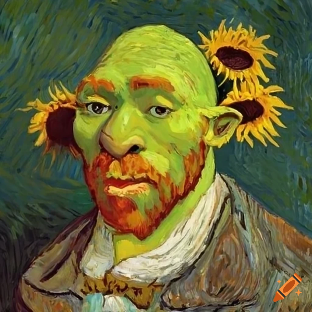 Sunflowers with shrek as vincent van gogh on Craiyon Sunflowers with shrek as vincent van gogh on Craiyon