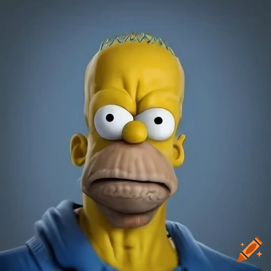 Hyper realistic sculpture of homer simpson made of donuts on Craiyon