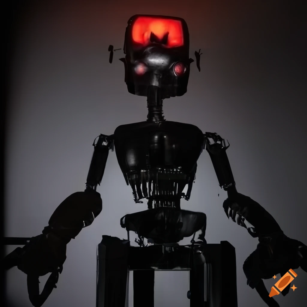 Doctors working on a large evil-looking black robot on Craiyon