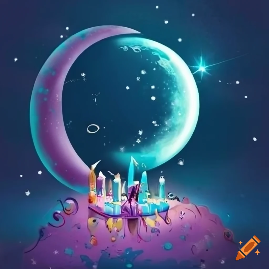 Birthday card with a moon theme on Craiyon