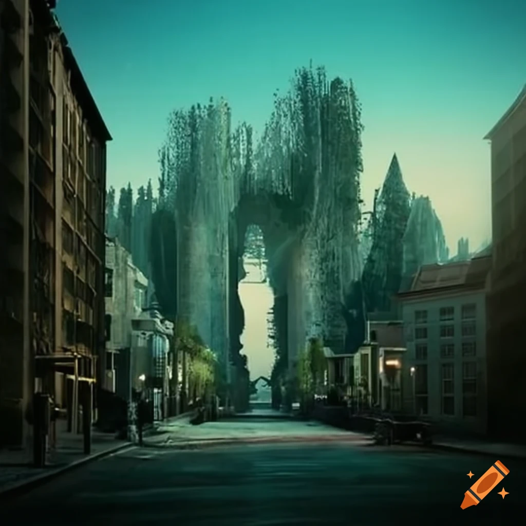 Sustainable city with tree buildings