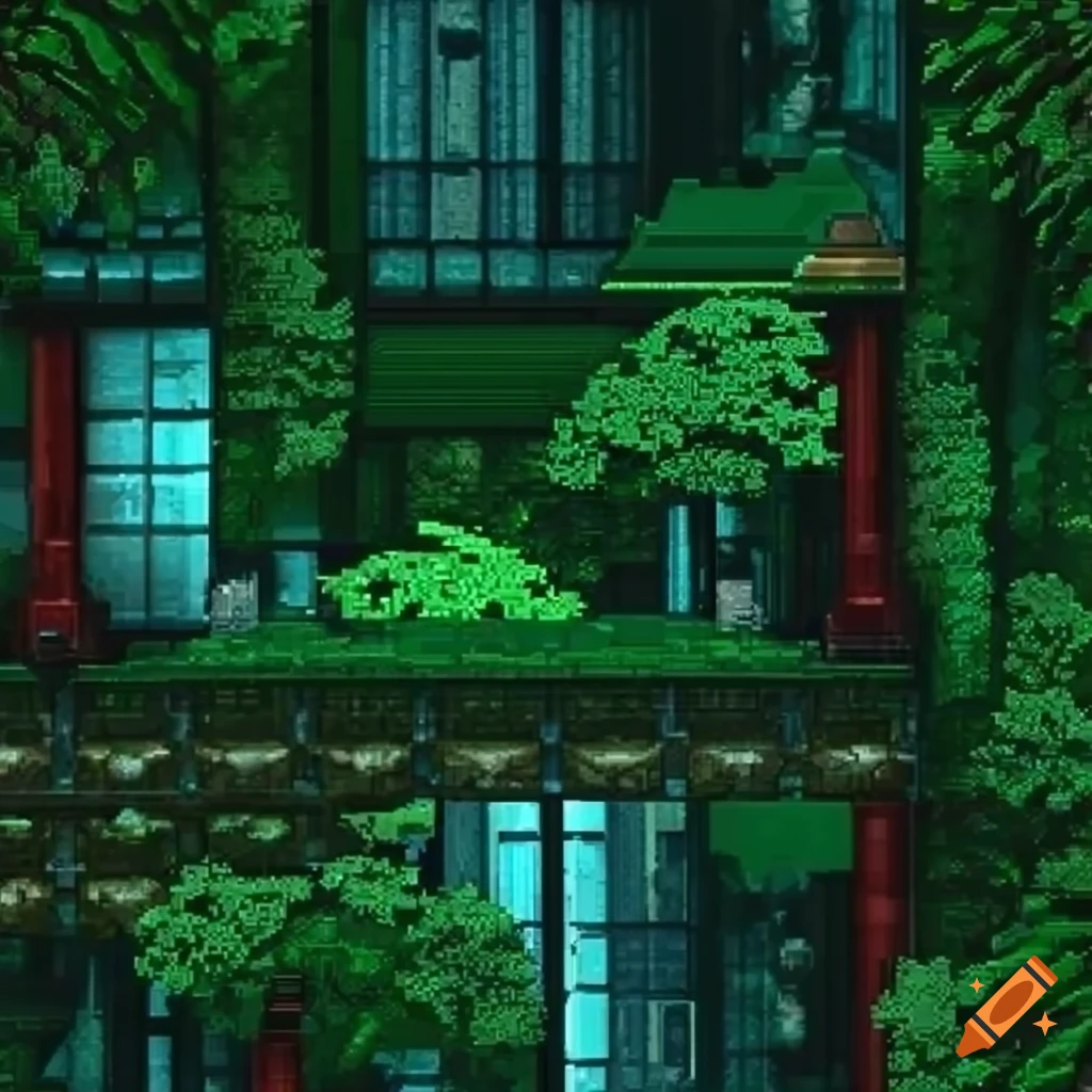 2d mossy jungle tiles from metroid zero mission game on Craiyon