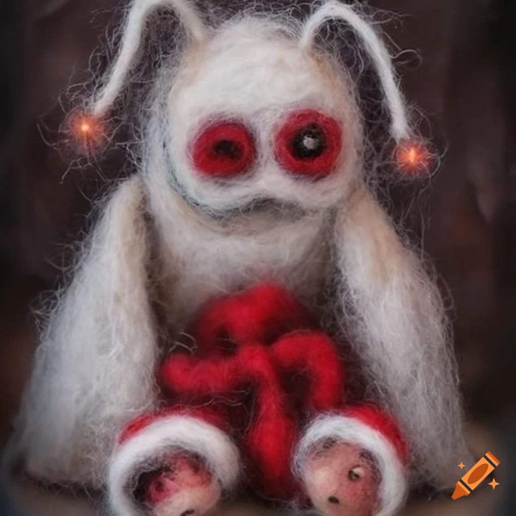 Creepy christmas creatures made of felted wool