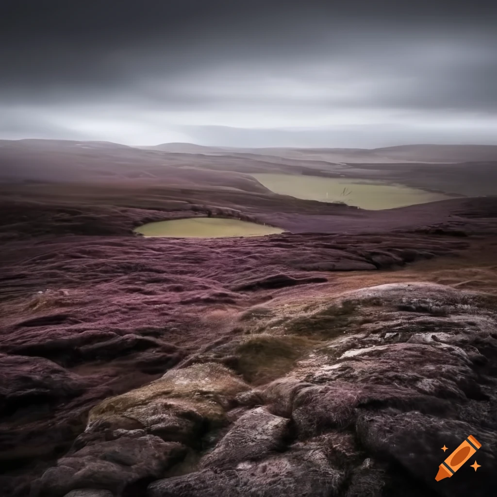 Desolate moorland with medieval villages in ruins on Craiyon