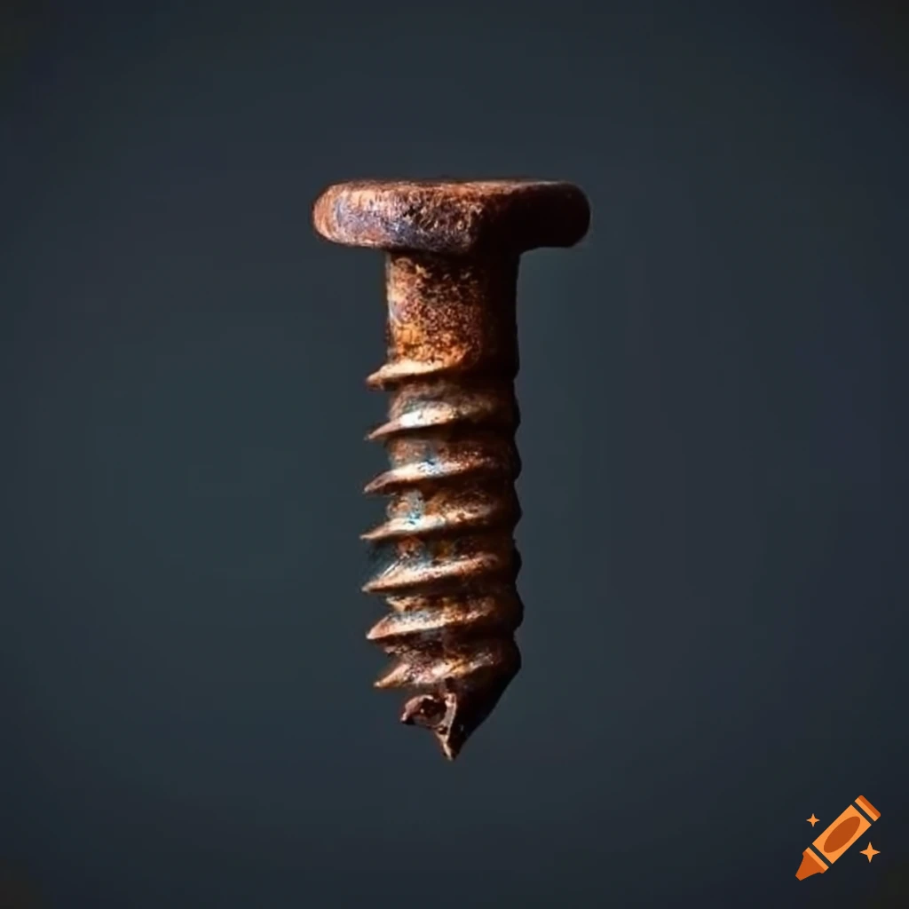 Close-up of a rusty screw on Craiyon