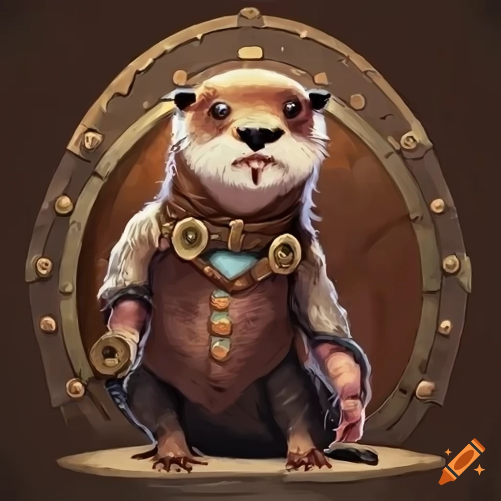 Humanoid otter in a boiler suit holding a pebble on Craiyon