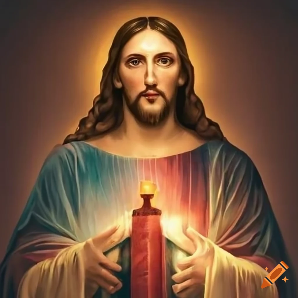 Artistic depiction of christ with glowing light