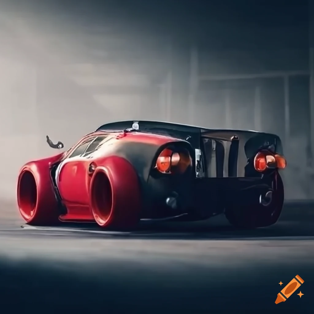 Vintage bugatti prototype with wide wheels and liberty walk bodykit