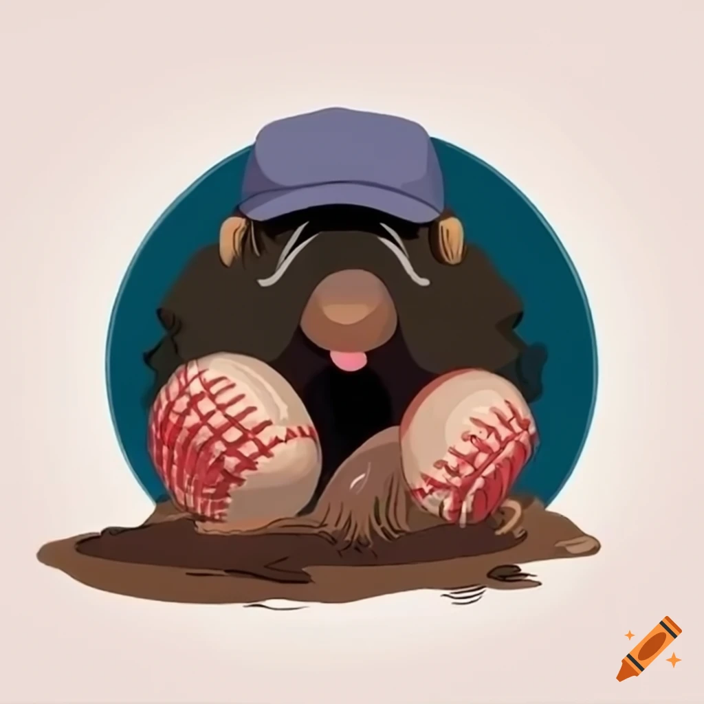 Baseball cap-wearing mole holding a baseball on Craiyon