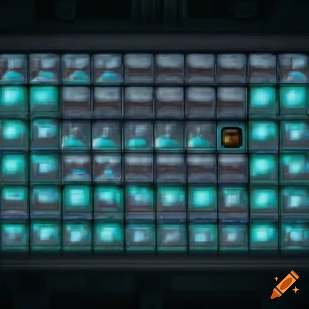 Pixel art of 2D glass tube tiles in Metroid Zero Mission game on Craiyon