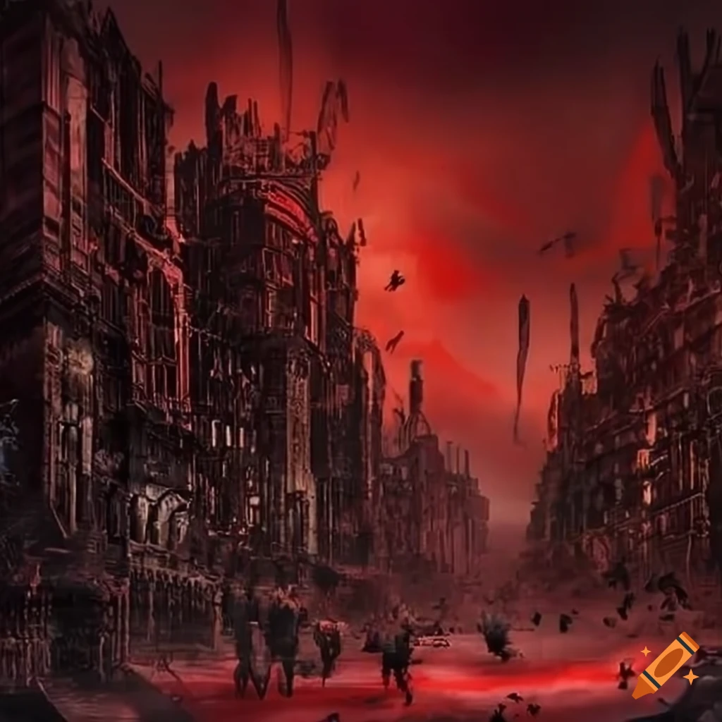 Surreal depiction of a corrupted city on Craiyon