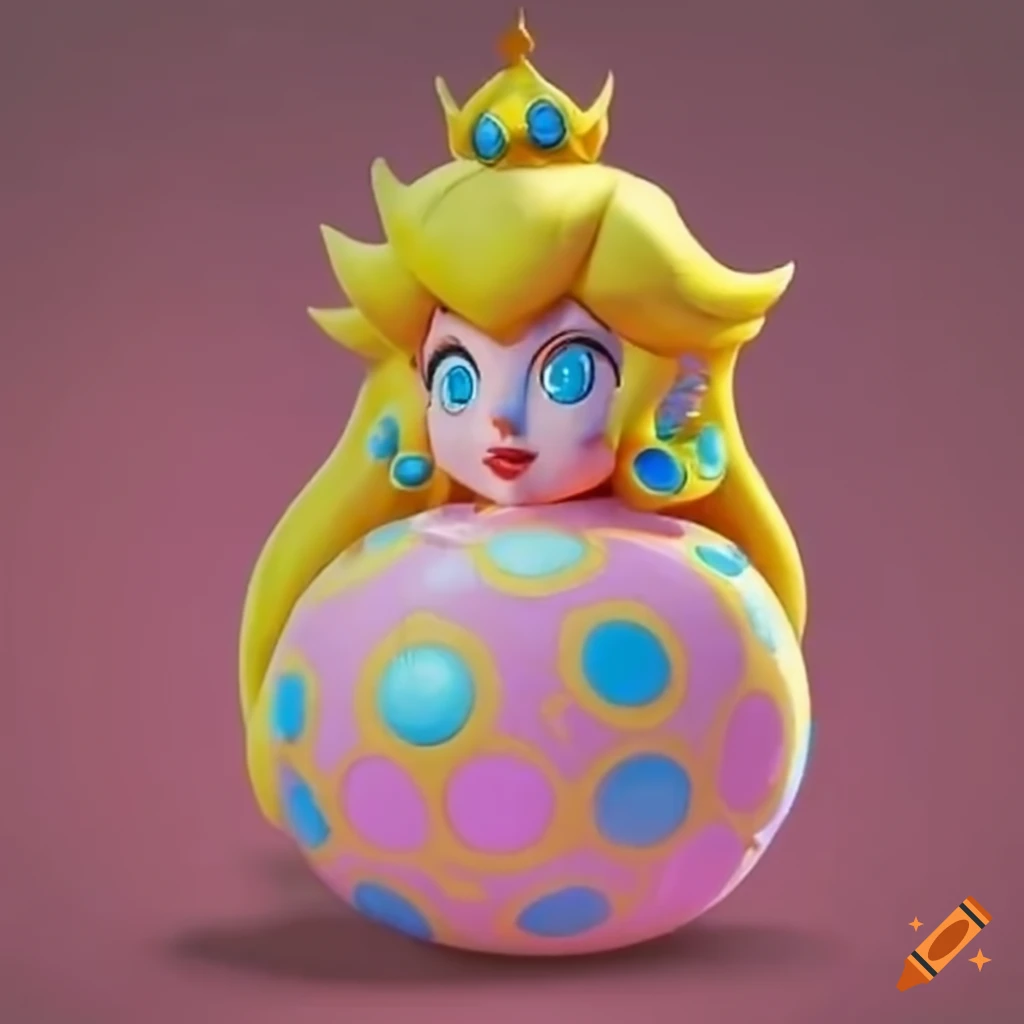 Princess peach trapped in a rubber ball on Craiyon