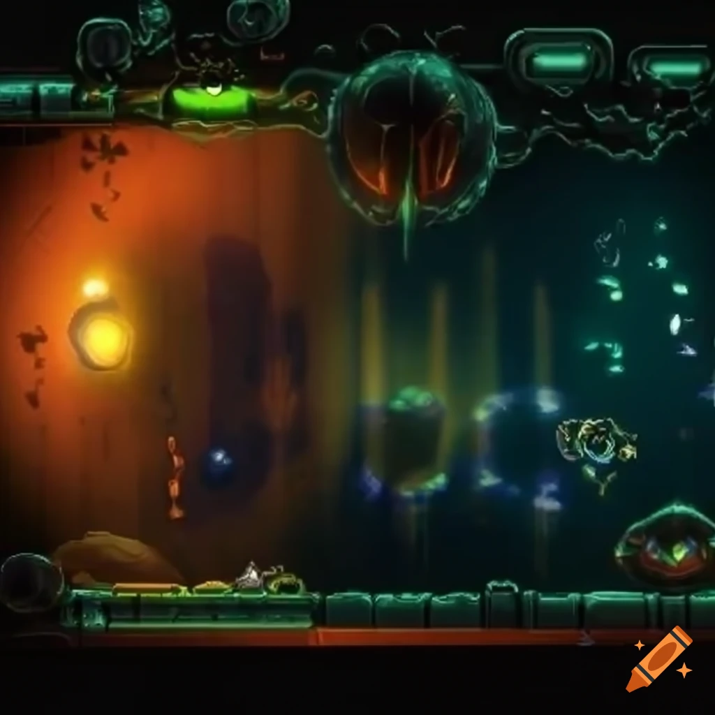 Metroid game 2d tourian bubble platform tiles on Craiyon