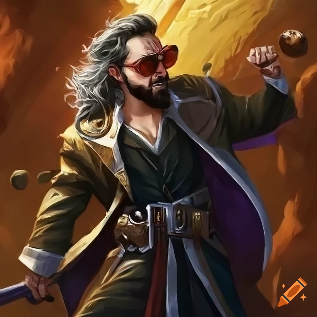 Art of a short haired bearded wizard with sunglasses on Craiyon