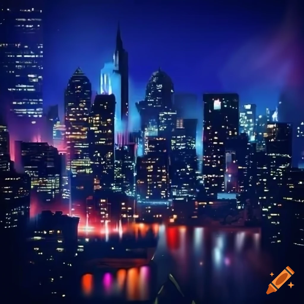 Cityscape of canadian city at night