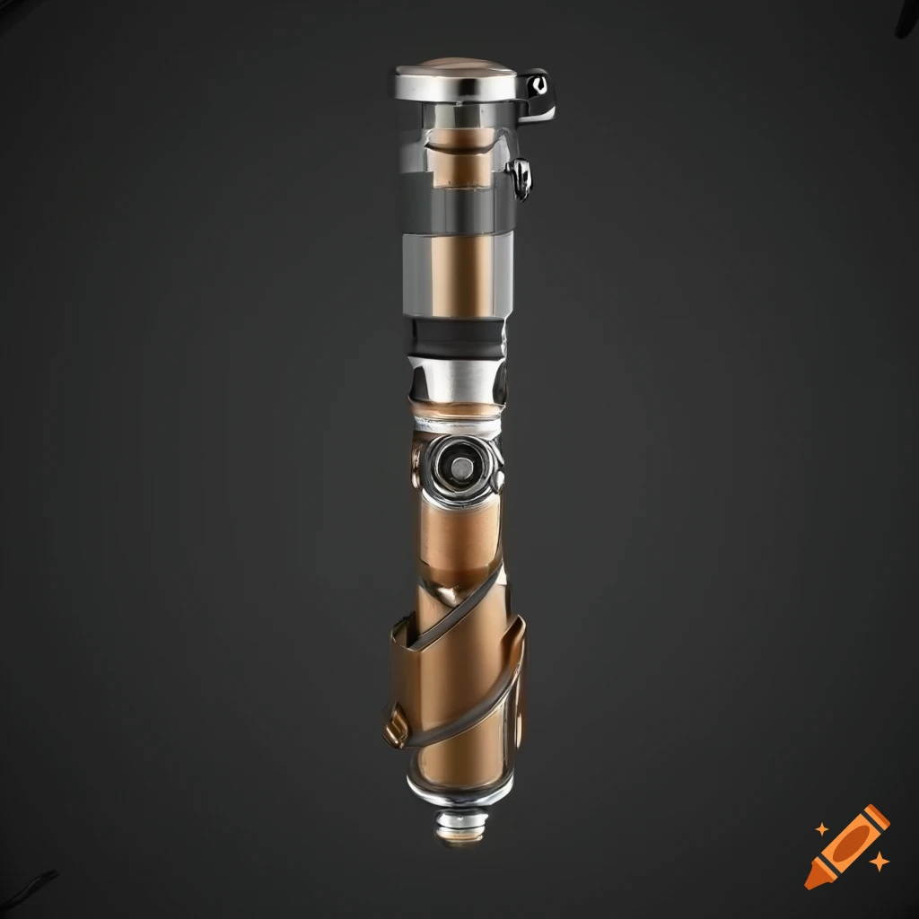 Detailed lightsaber hilt in gunmetal black with bronze features on Craiyon