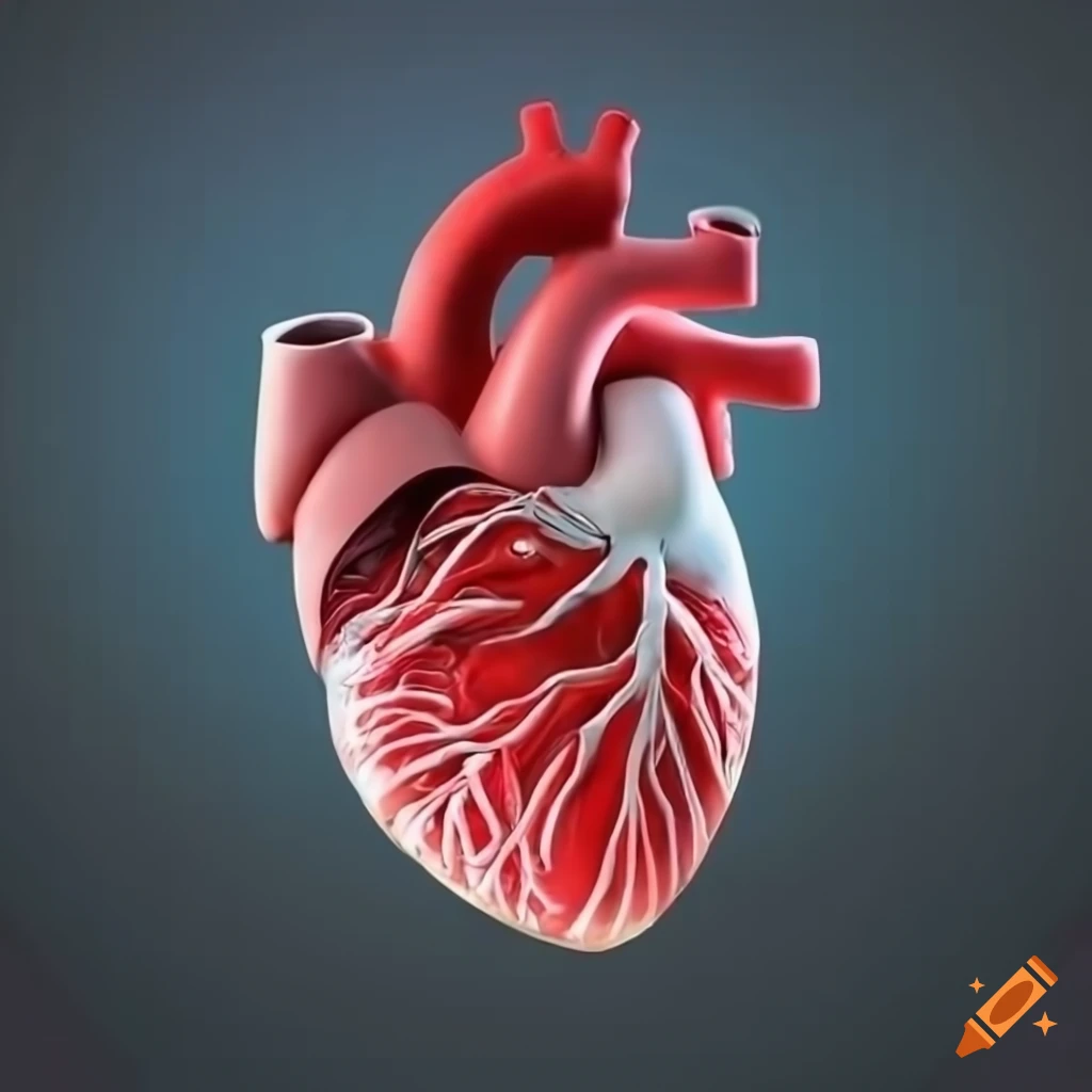 Photorealistic red and white human heart on Craiyon