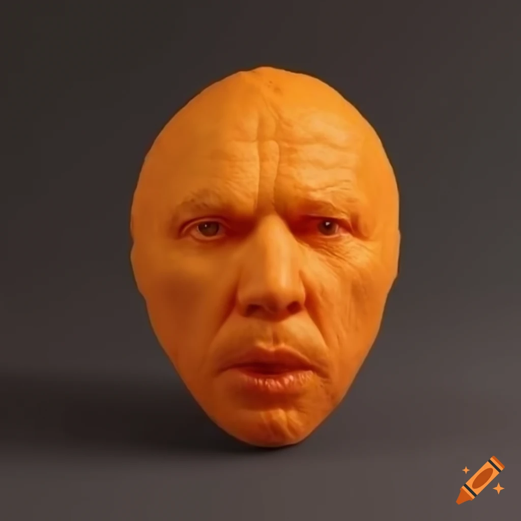 Photorealistic orange with a human-like face