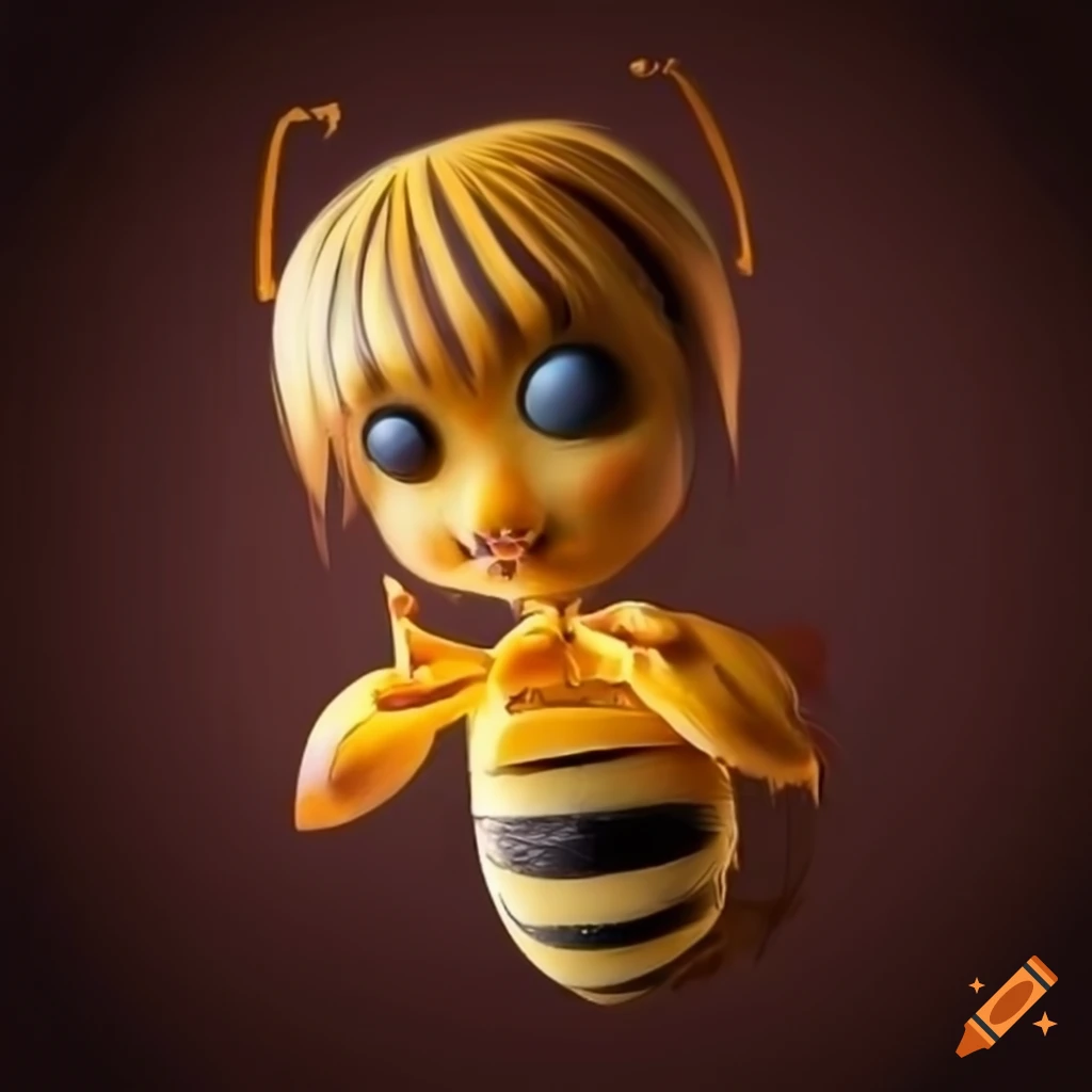 Illustration of a female bee with human features on Craiyon