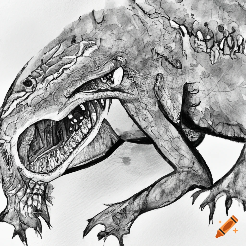 Watercolor painting of a hostile creature on Craiyon