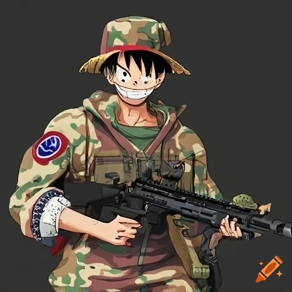 Cosplay of Anime Luffy in military uniform on Craiyon