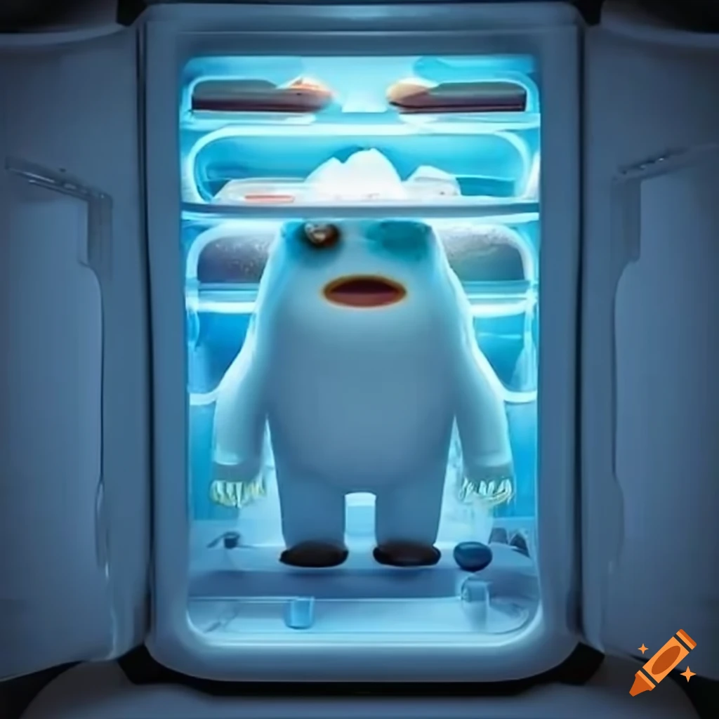 Small yeti inside a fridge on Craiyon