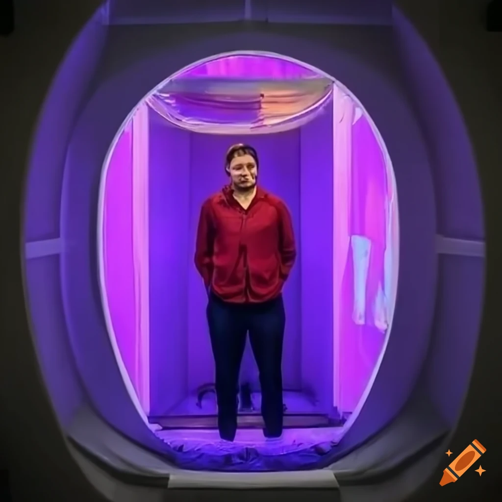 Person experiencing virtual reality with holographic projections on Craiyon