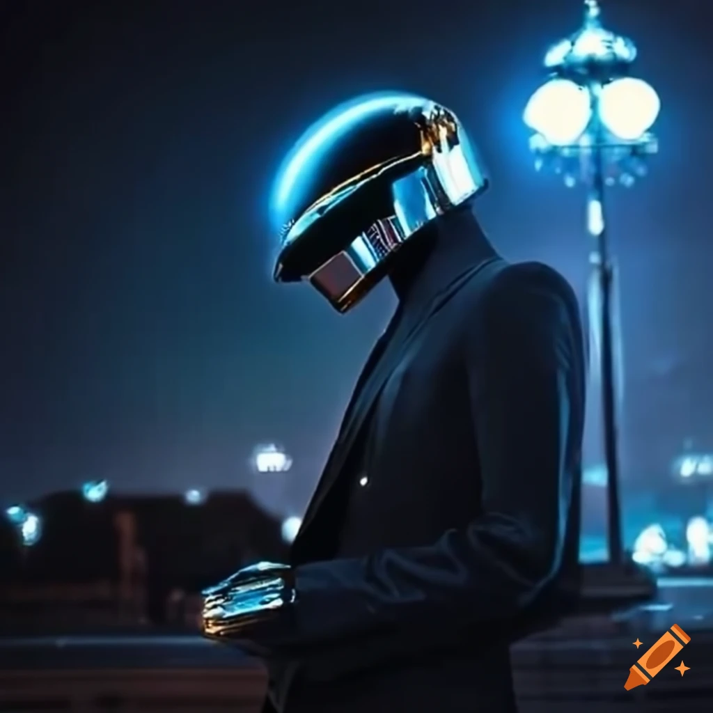 Daft Punk walking in Paris at night on Craiyon