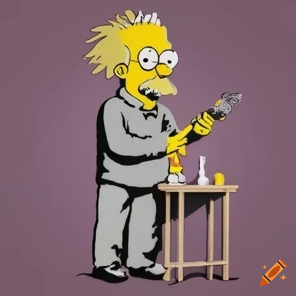 Banksy's iconic Simpson-inspired artwork of Albert Einstein on Craiyon